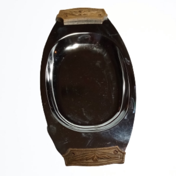 Kromex | Dining | Kromex Stainless Steel Serving Platter Wooden Handles ...